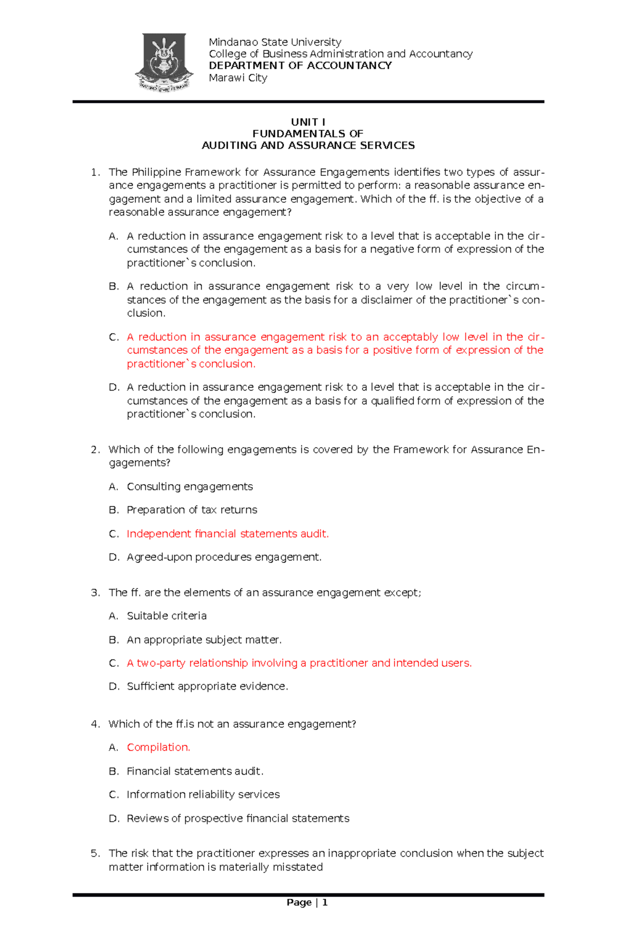481500761 UNIT 1 Fundamentals of Auditing & Assurance Services Notes ...