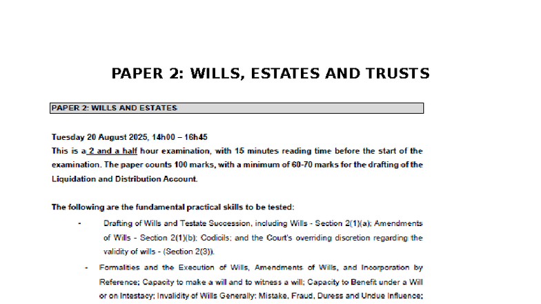 PAPER 2: WILLS AND ESTATES GENERAL INTRODUCTION NOTES - Studocu