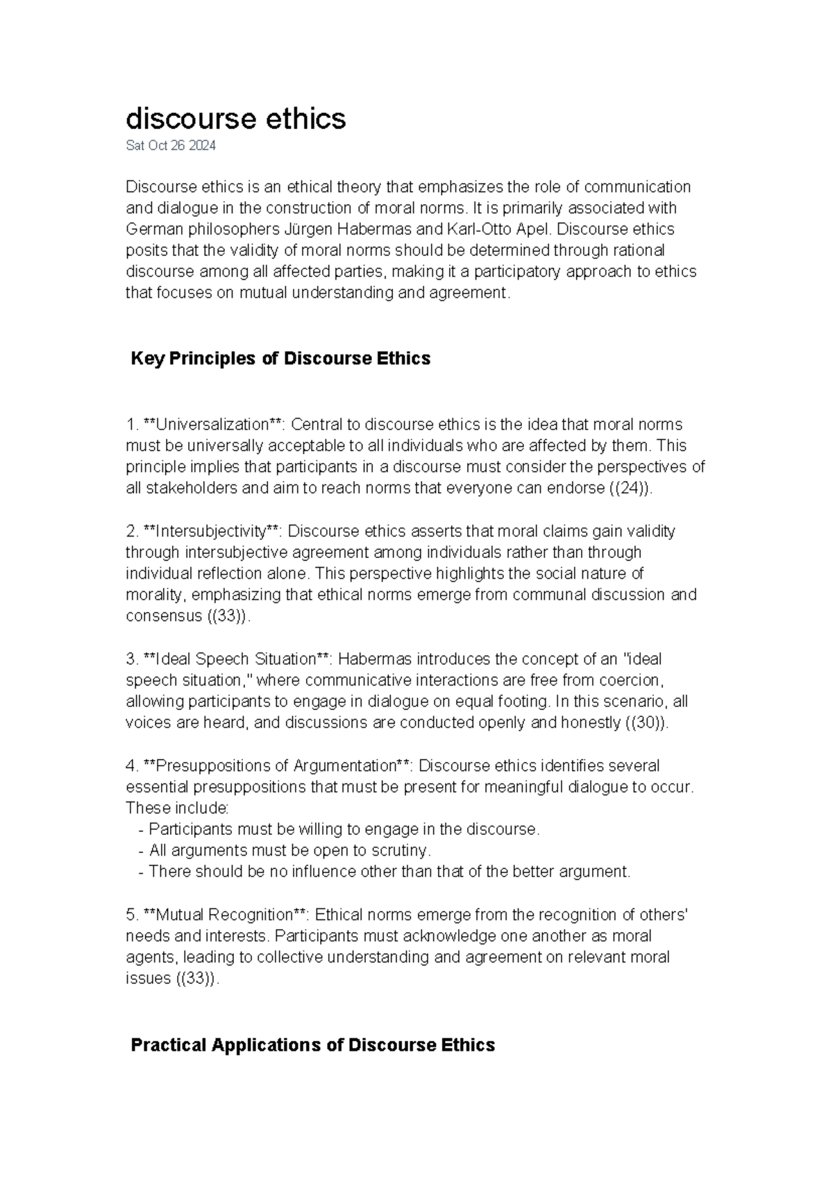 Discourse Ethics: Key Principles, Applications & Critiques (PHIL 101 ...