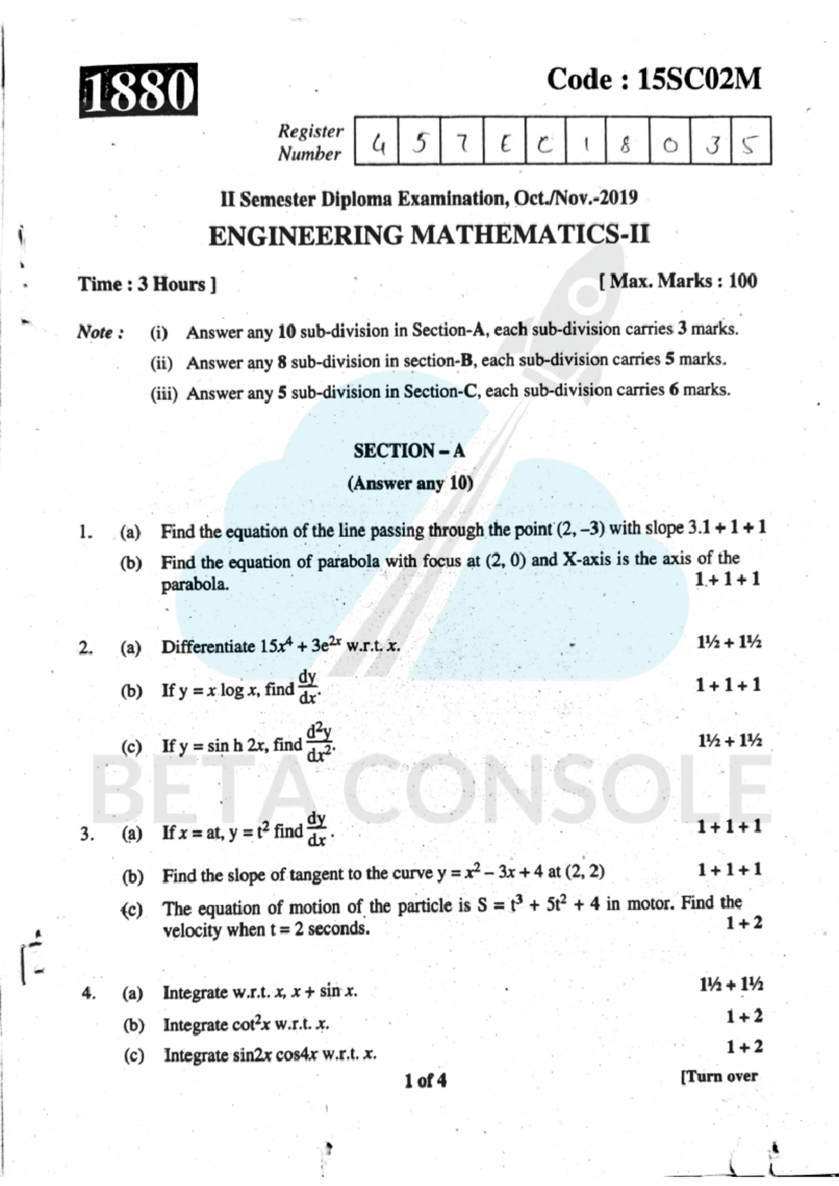 M2nov2019 - asd - 1880 Code : 15SC02M Register Number 457EC18035 II ...