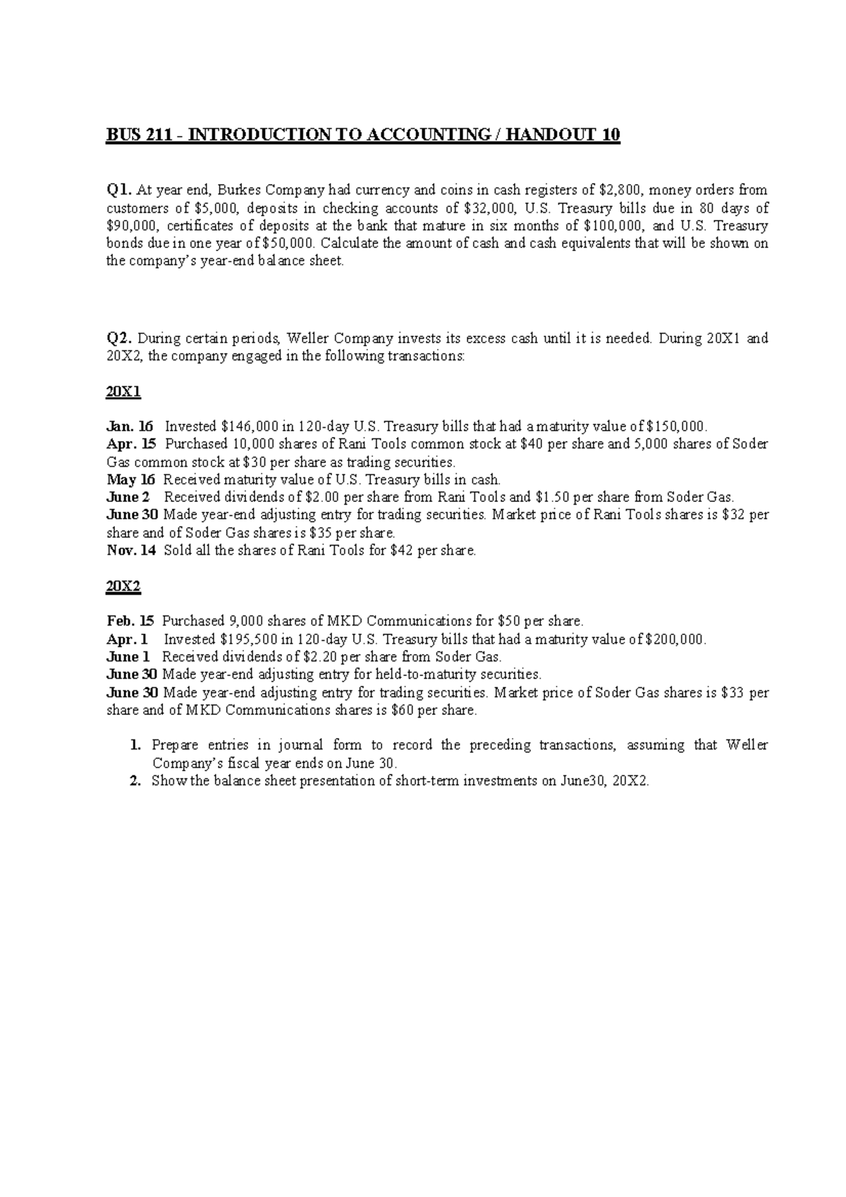 BUS 211- Handout 10 - prep - BUS 211 - INTRODUCTION TO ACCOUNTING ...