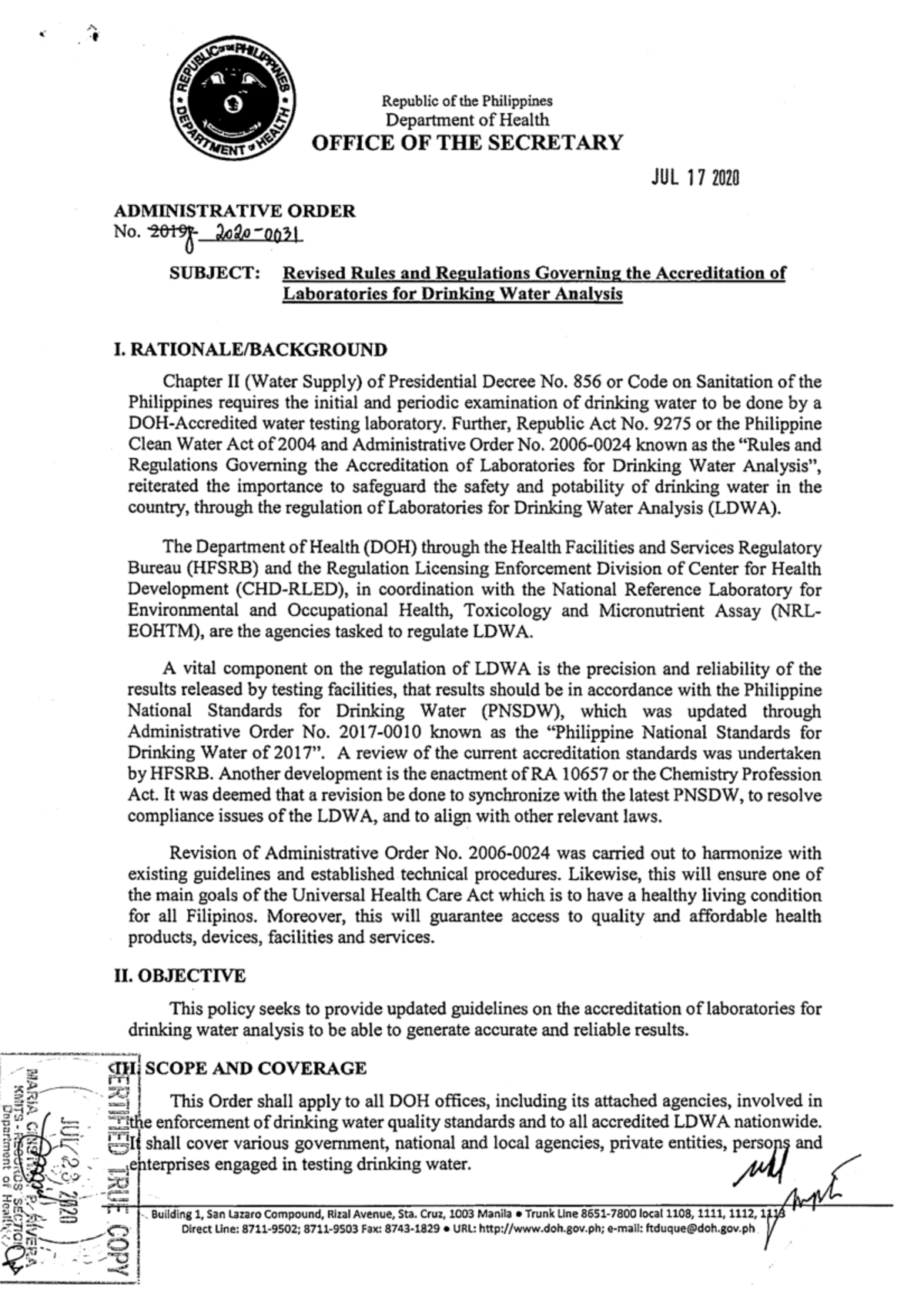 Revised Guidelines on DOH Accreditation for Drinking Water Laboratories ...