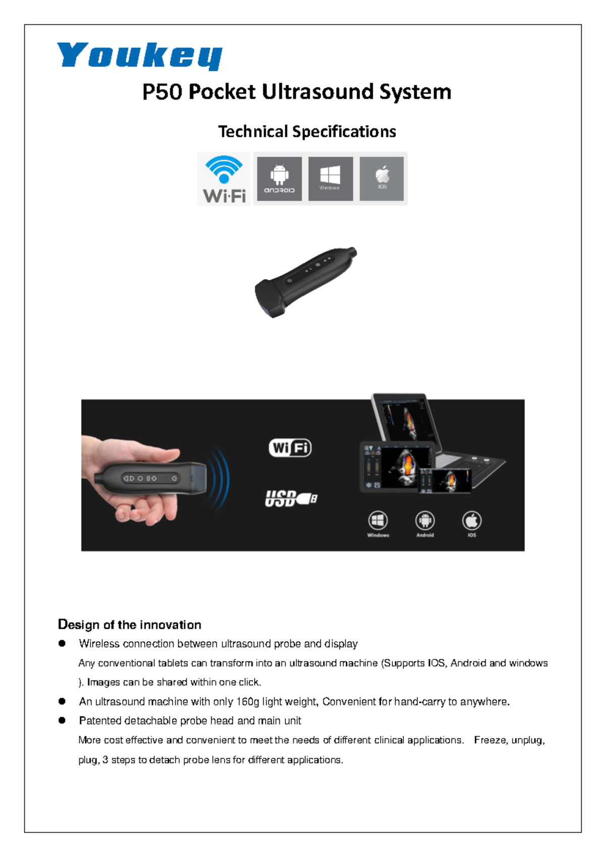 Youkey P50 pocket ultrasound system Specifications - P50 Pocket ...