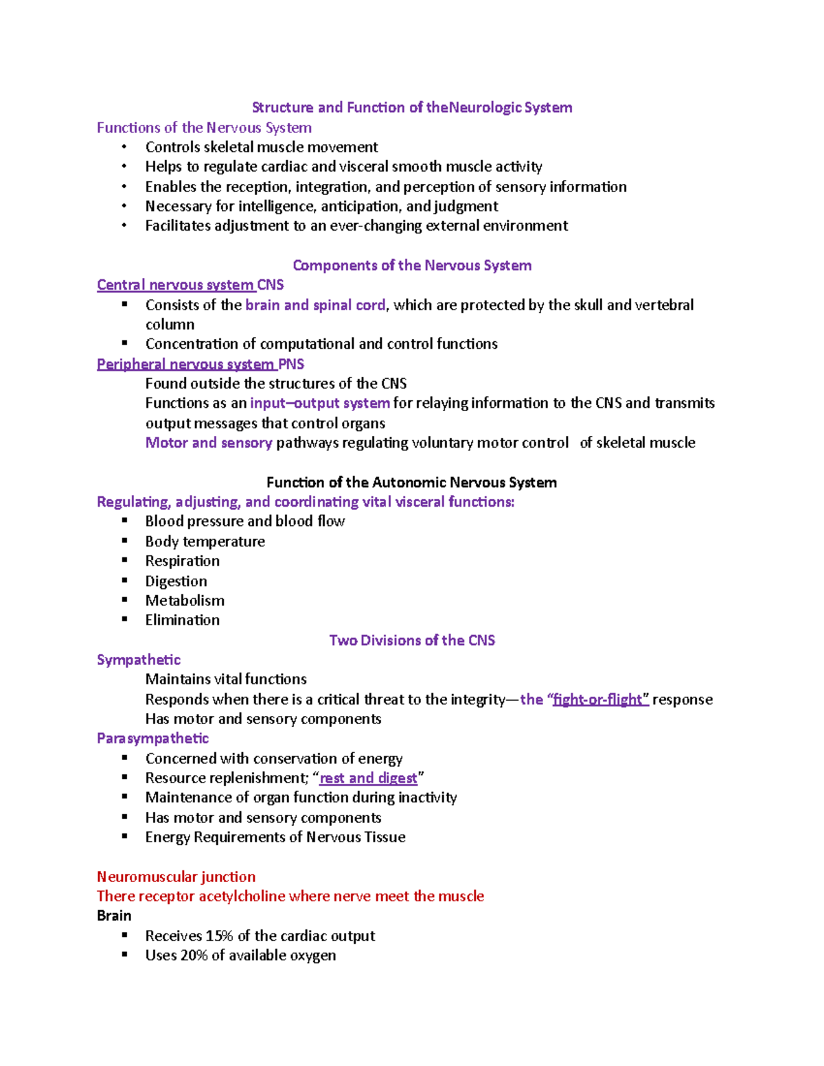 PAtho neuro Study guide - Structure and Function of theNeurologic ...