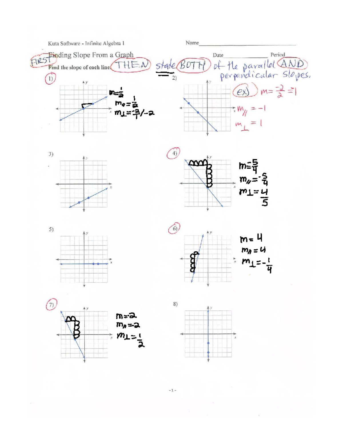 Kuta Software Infinite Algebra 1: Finding Slope & Line Relationships ...