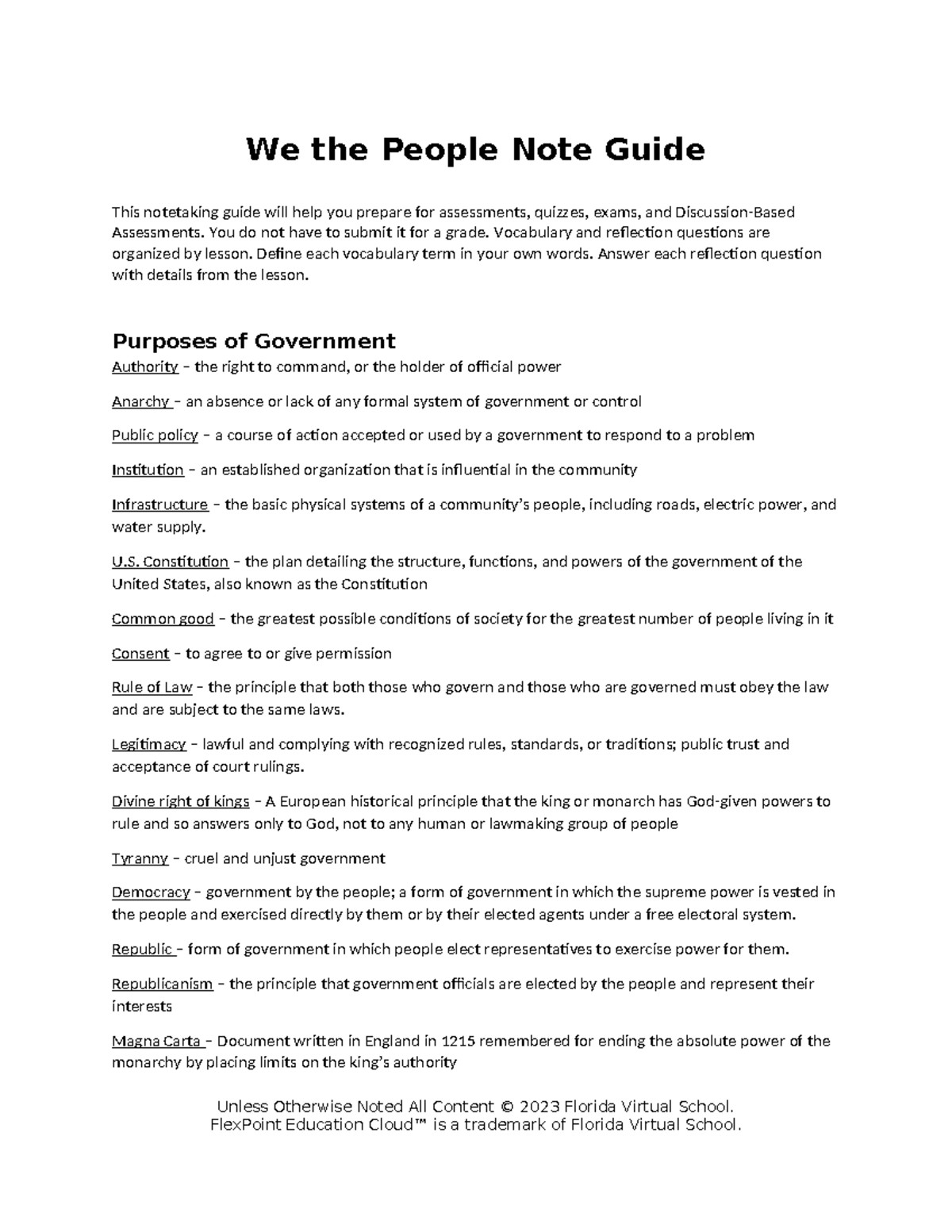 We the People: Note Guide for Understanding American Government (CIV ...