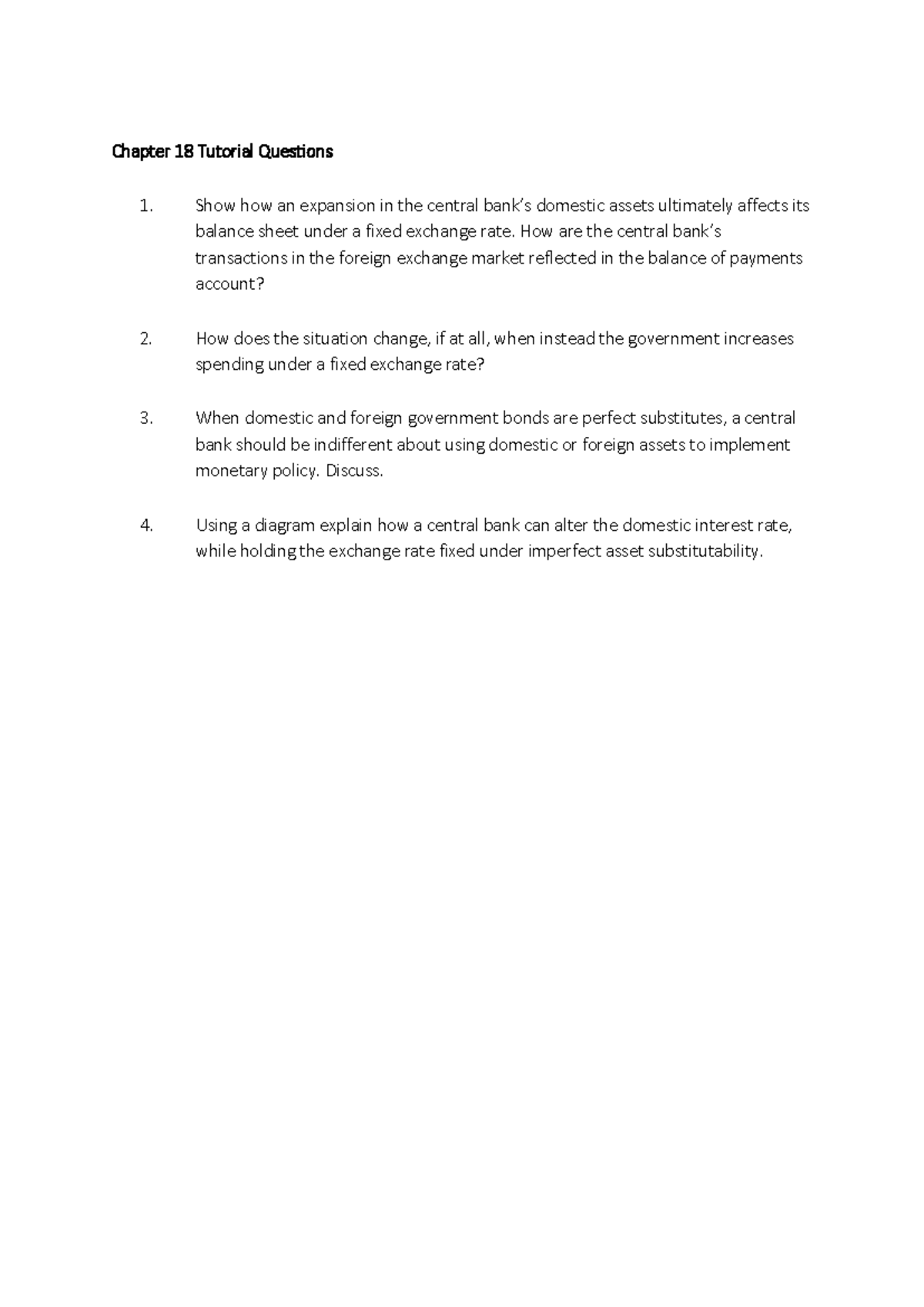 Chapter 18 Tutorial Questions on Central Bank Balance Sheet Effects ...