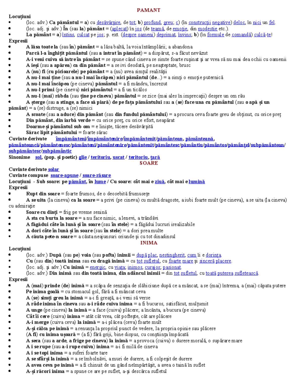 PAMANT 392329141 - Expresii și locuțiuni cu diverse cuvinte - Studocu