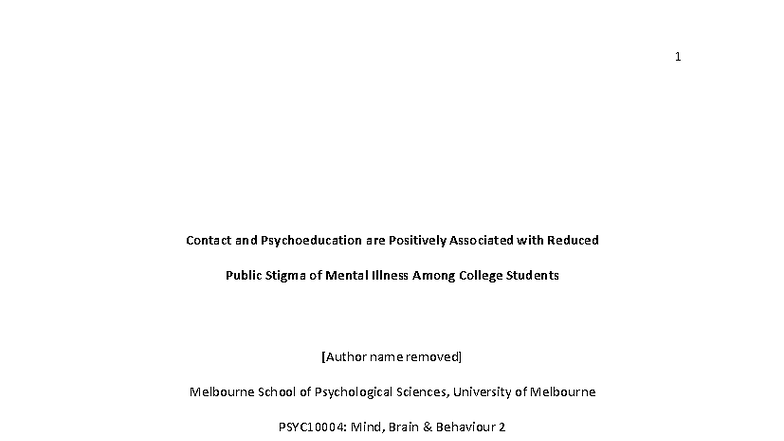 MBB2 Lab Report: Impact of Psychoeducation & Contact on Mental Illness ...