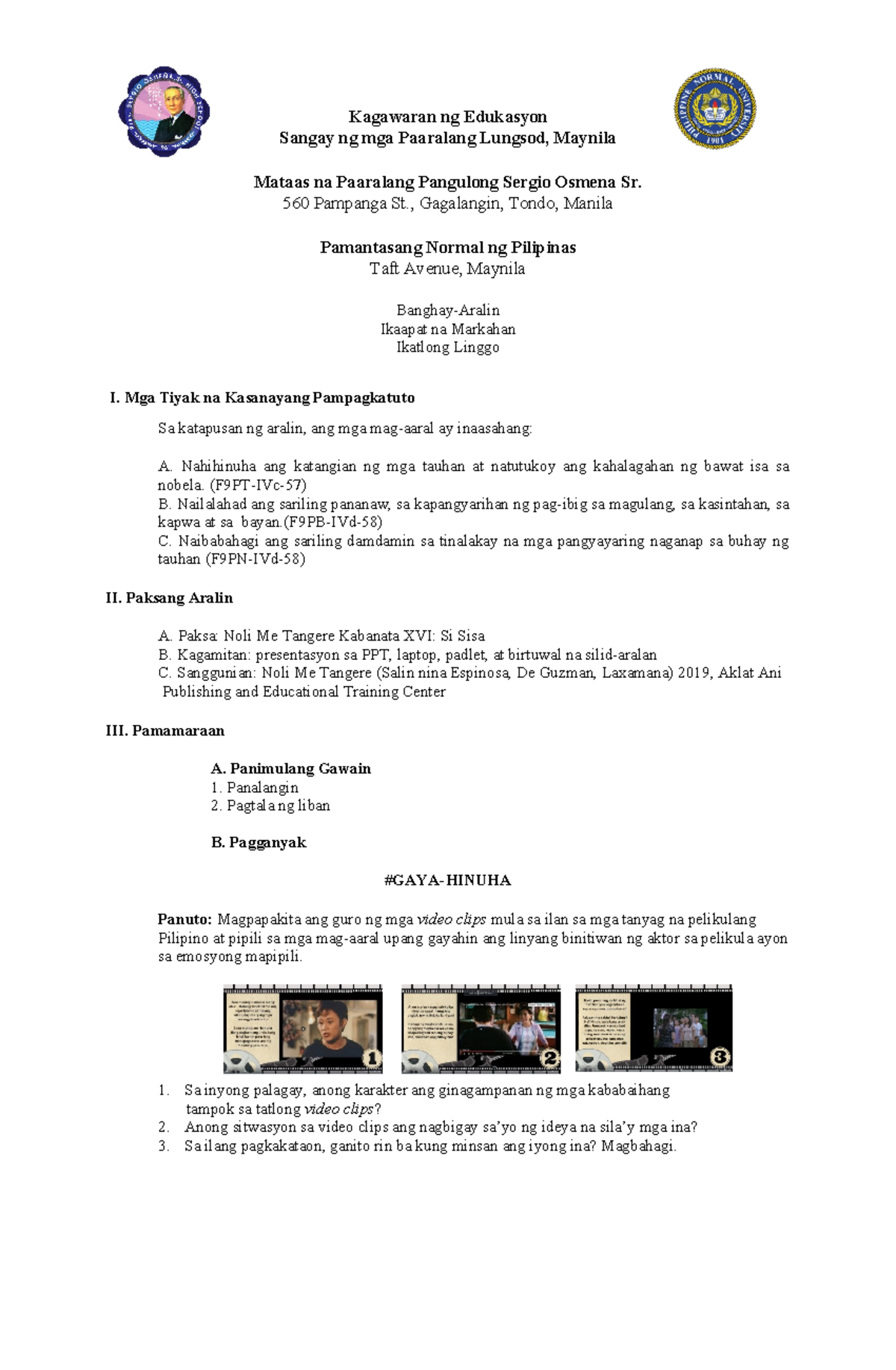 Kabanata XVI: Si Sisa - Banghay-Aralin sa Noli Me Tangere (F9PT-IVc-57 ...