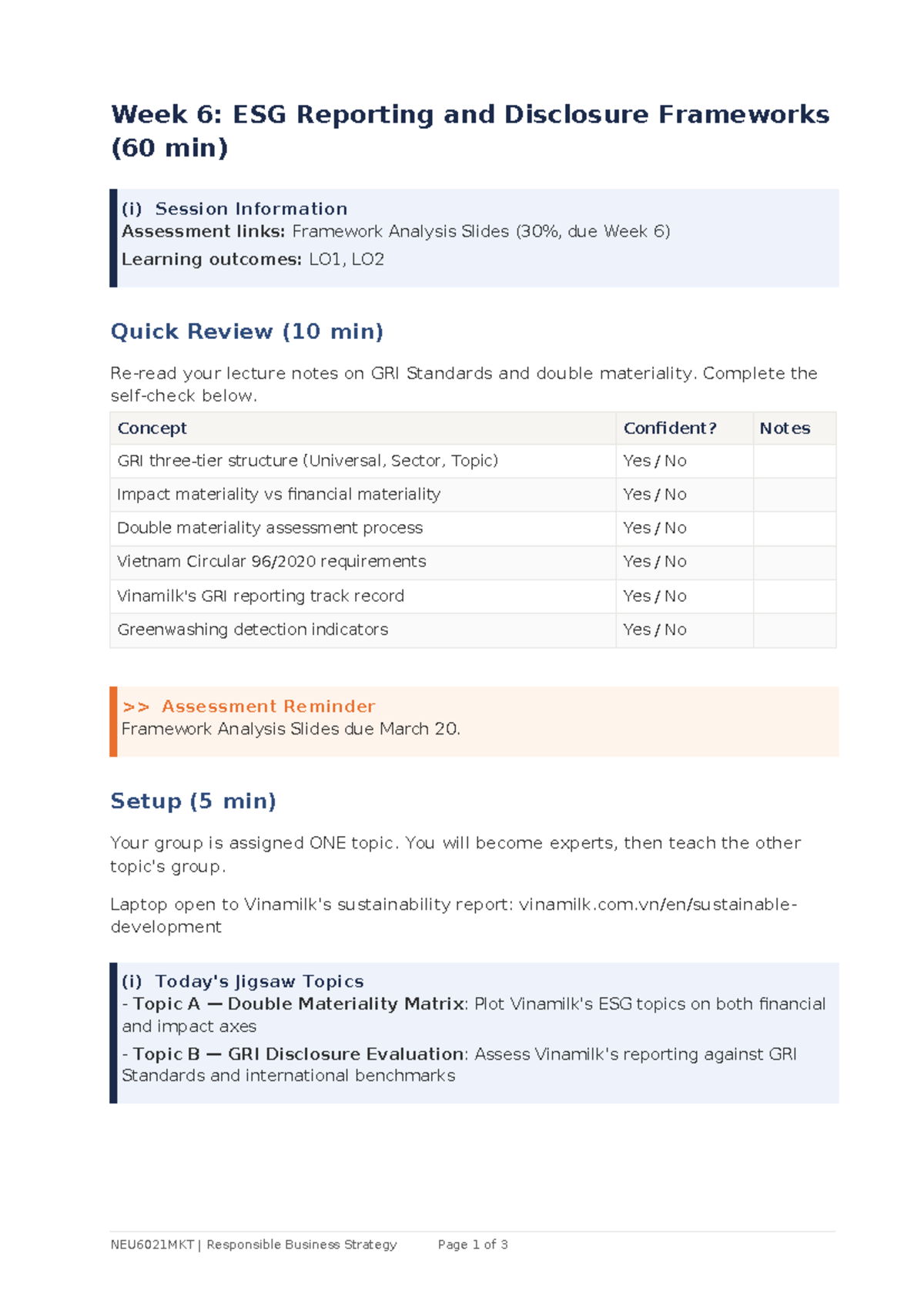 Week 6: ESG Reporting & GRI Standards Tutorial (NEU6021MKT) - Studocu