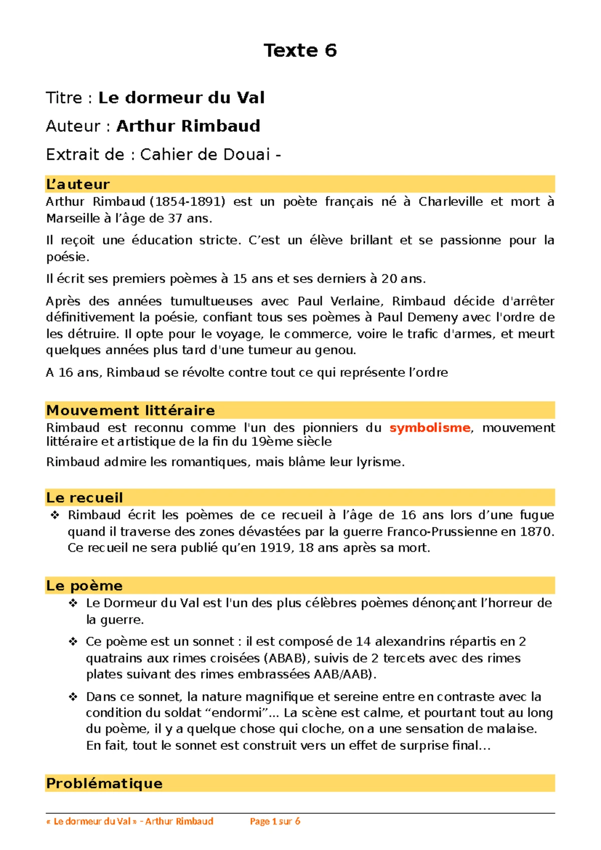 Analyse du poème "Au Cabaret-Vert" d'Arthur Rimbaud (Bac Français ...