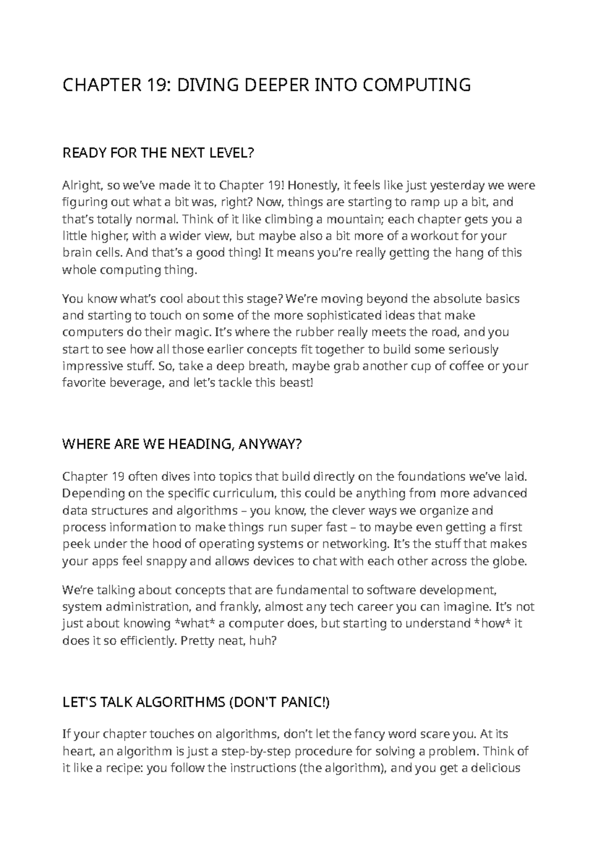 Intro to Computing CH19: Advanced Concepts & Algorithms Review - Studocu