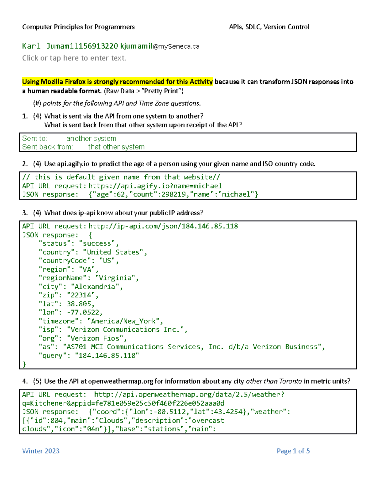 CP4P SDLC Activity Answers: API Responses and Testing Process - Studocu