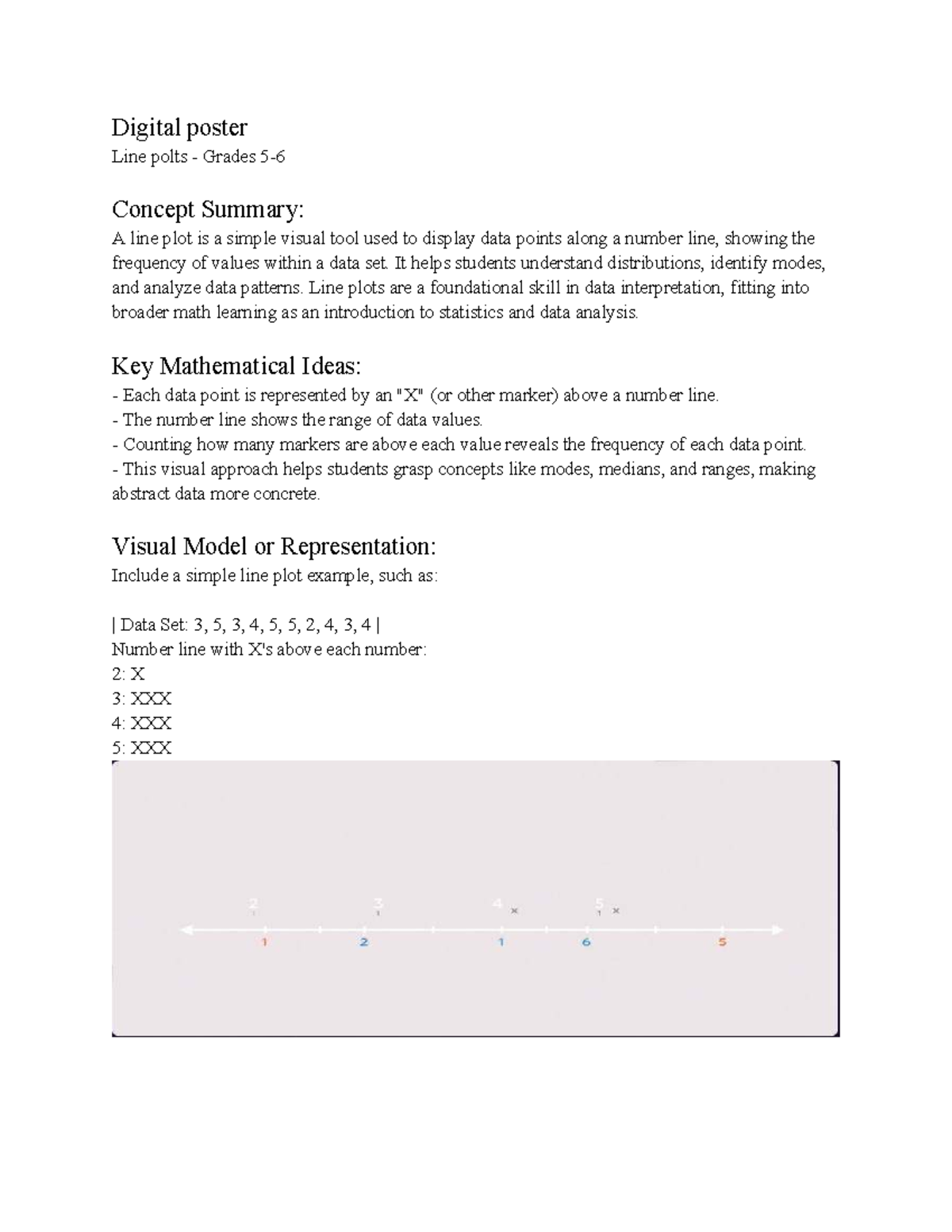 Digital Poster: Line Plots Concept Summary for Math 101 - Studocu