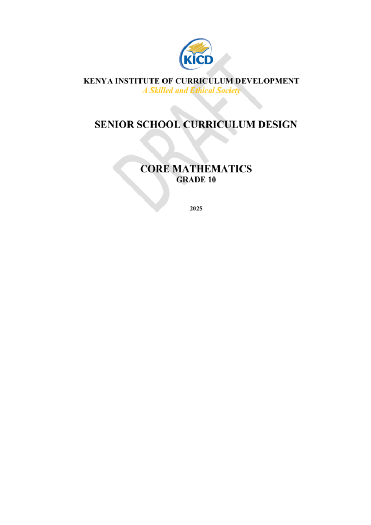CORE Mathematics Curriculum Design for Grade 10 (KICD 2025) - Studocu