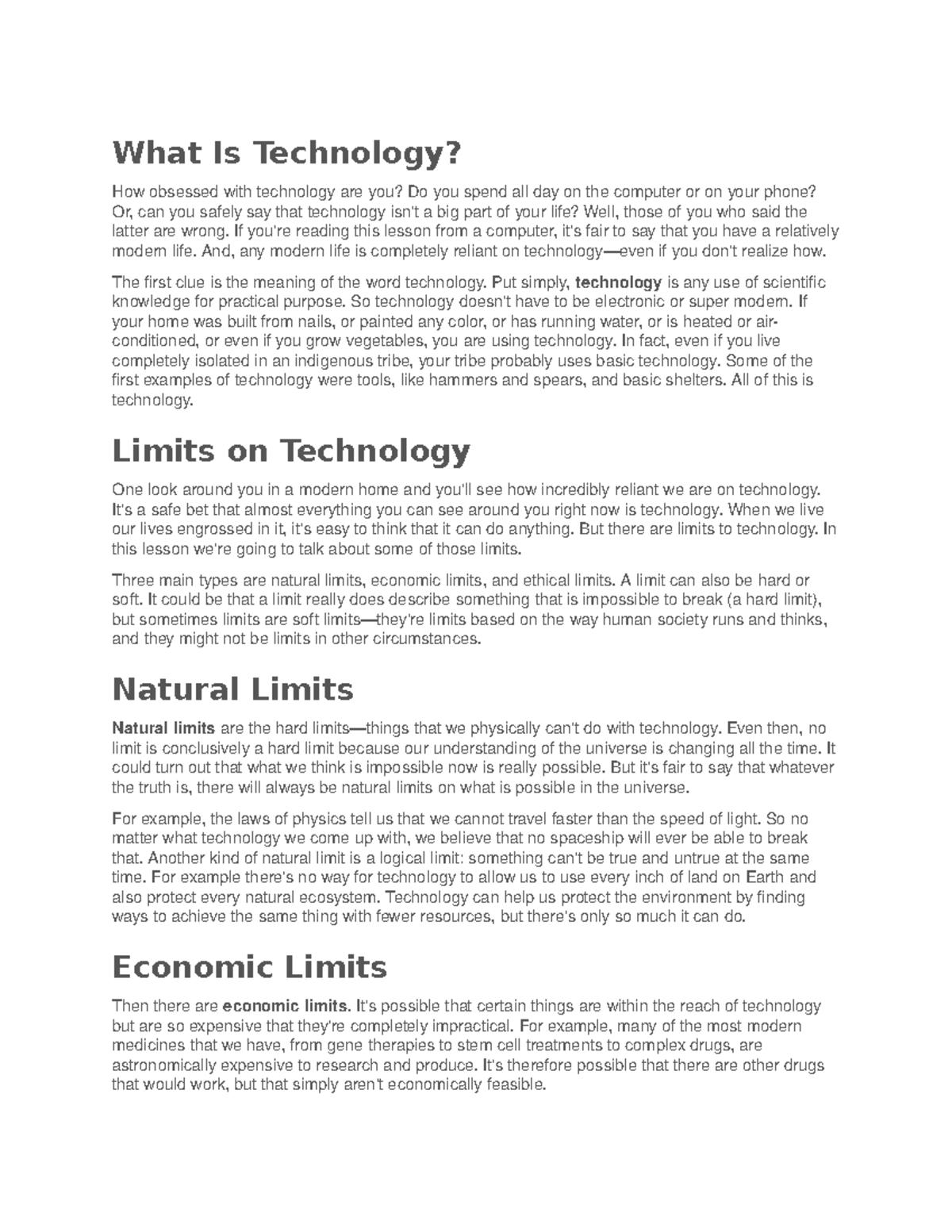 Limitations on Technology Summary - What Is Technology? How obsessed ...