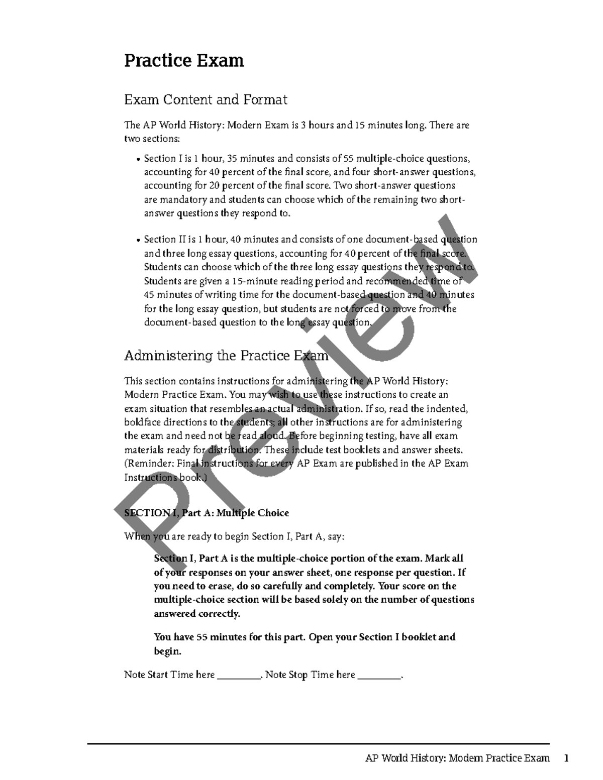 AP World History: Modern 2020 Practice Exam Content & Format - Studocu