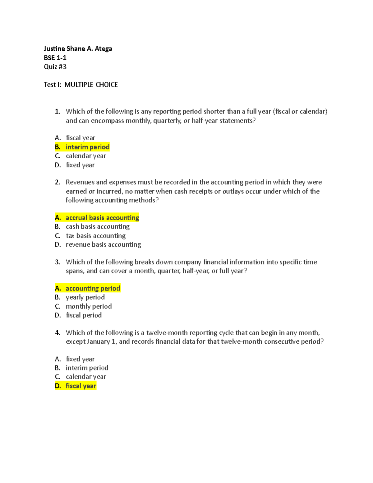 Financial Accounting Quiz #3 - Key Concepts and Adjusting Entries - Studocu