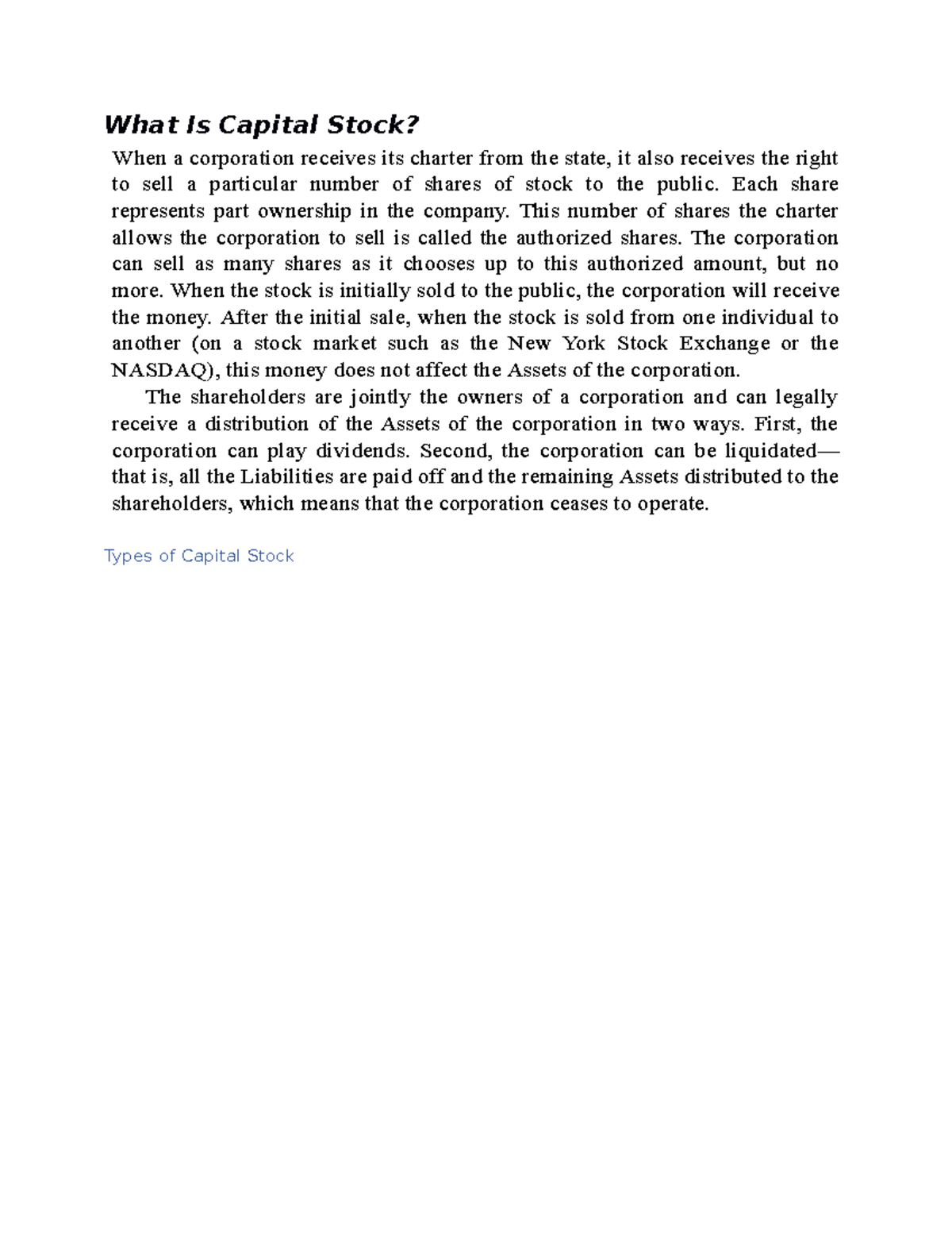 Understanding Capital Stock: Authorized Shares and Types Explained ...