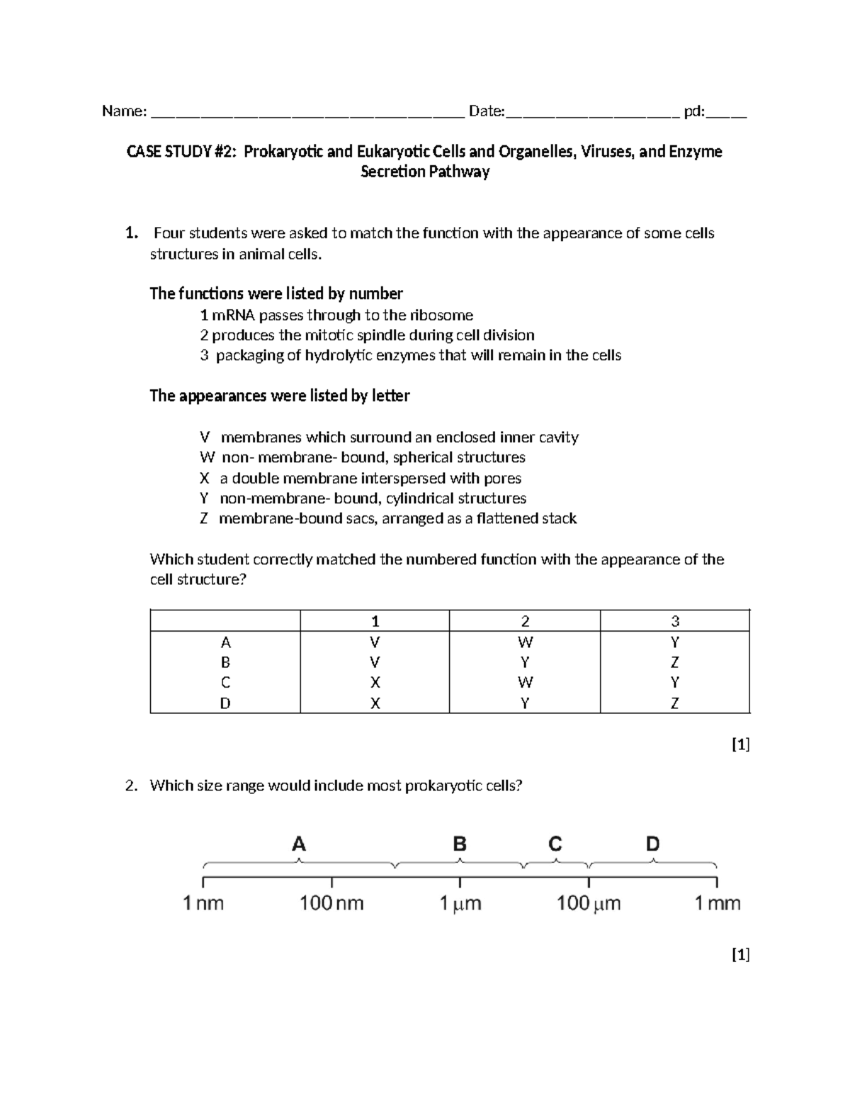 Case Study #2 Cell Organelles, Prokaryotic and Eukaryotic Cells ...