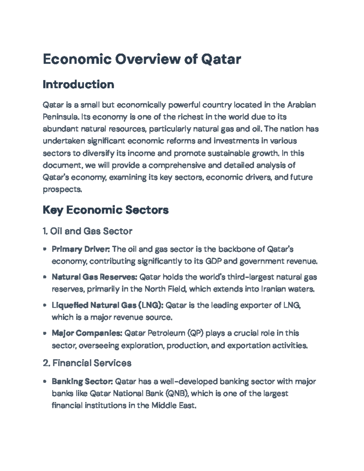 Economic Overview of Qatar: Key Sectors and Future Prospects Analysis ...
