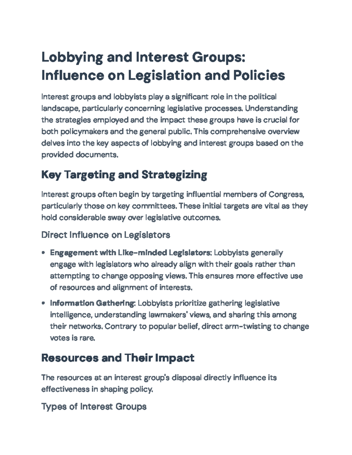 Lobbying and Interest Groups: Strategies and Impact on Legislation ...