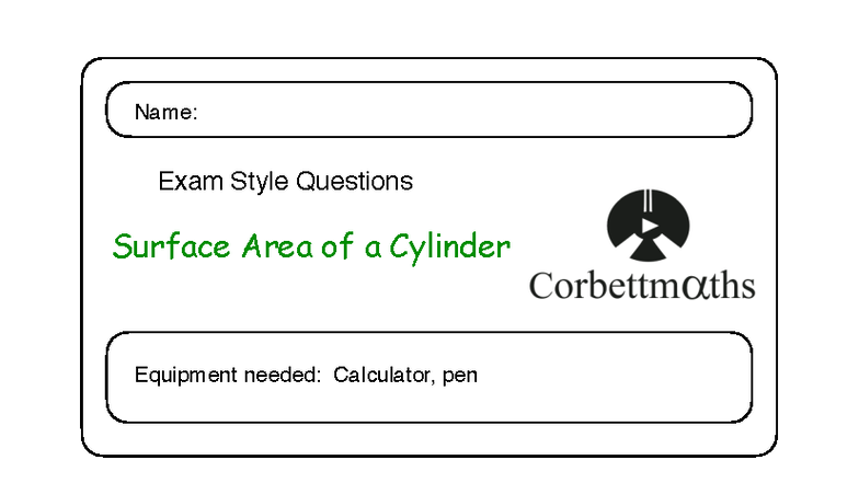 Surface Area of a Cylinder - Exam Style Questions (Math 101) - Studocu