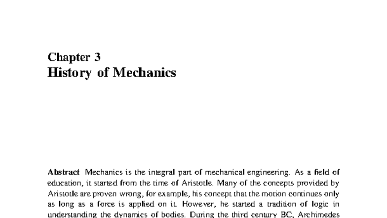 Chapter 3: History of Mechanics in Mechanical Engineering - Studocu