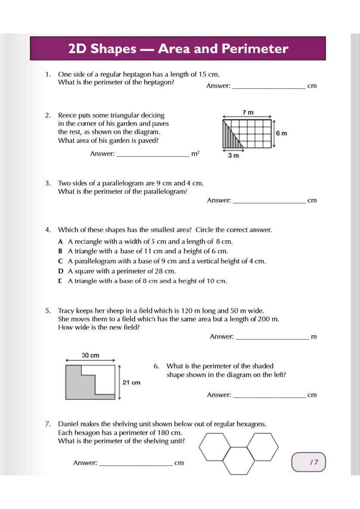 2D Shapes Area & Perimeter GL Harder Questions - Studocu