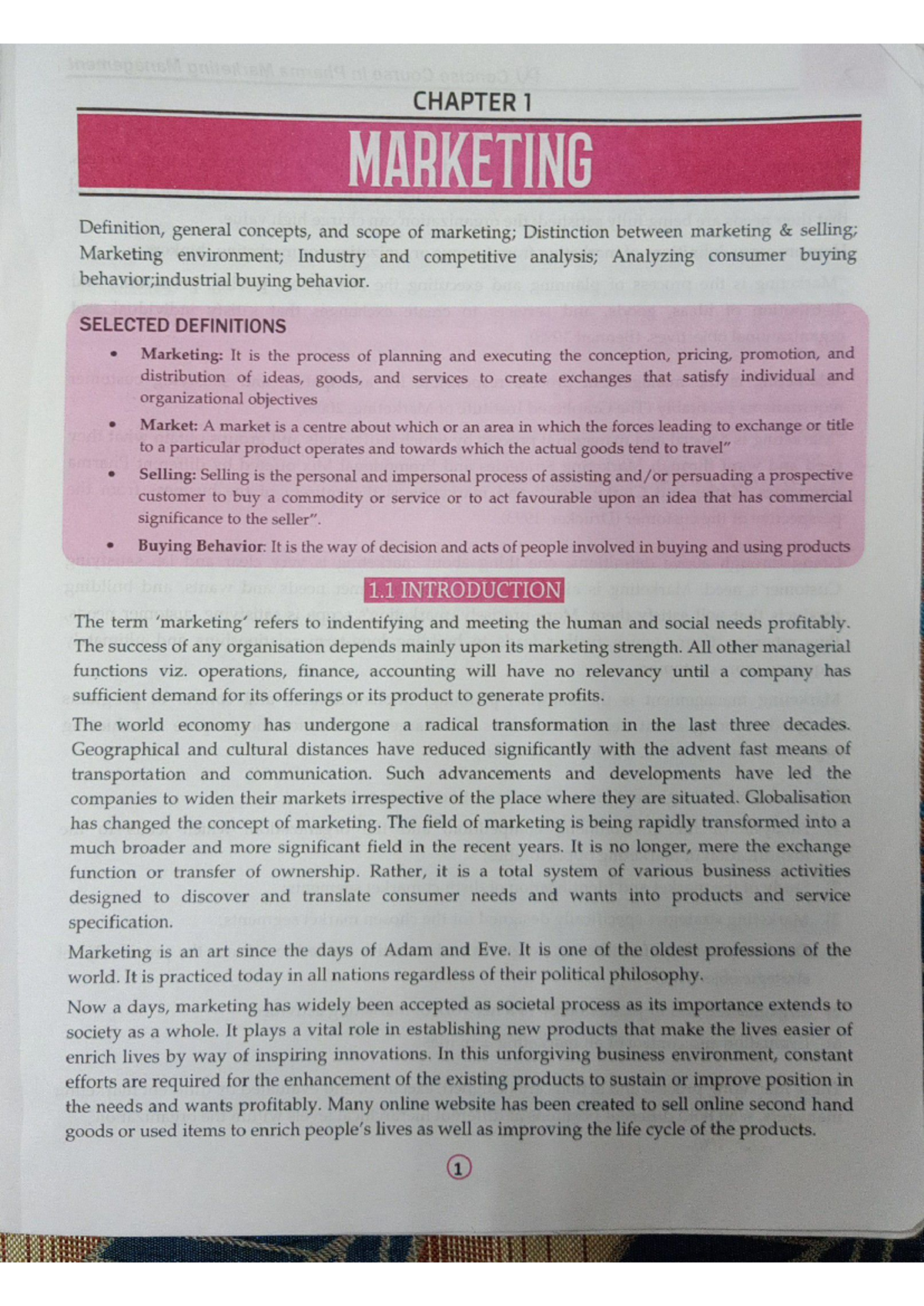 CHAPTER 1: MARKETING Concepts, Definitions, and Consumer Behavior in ...