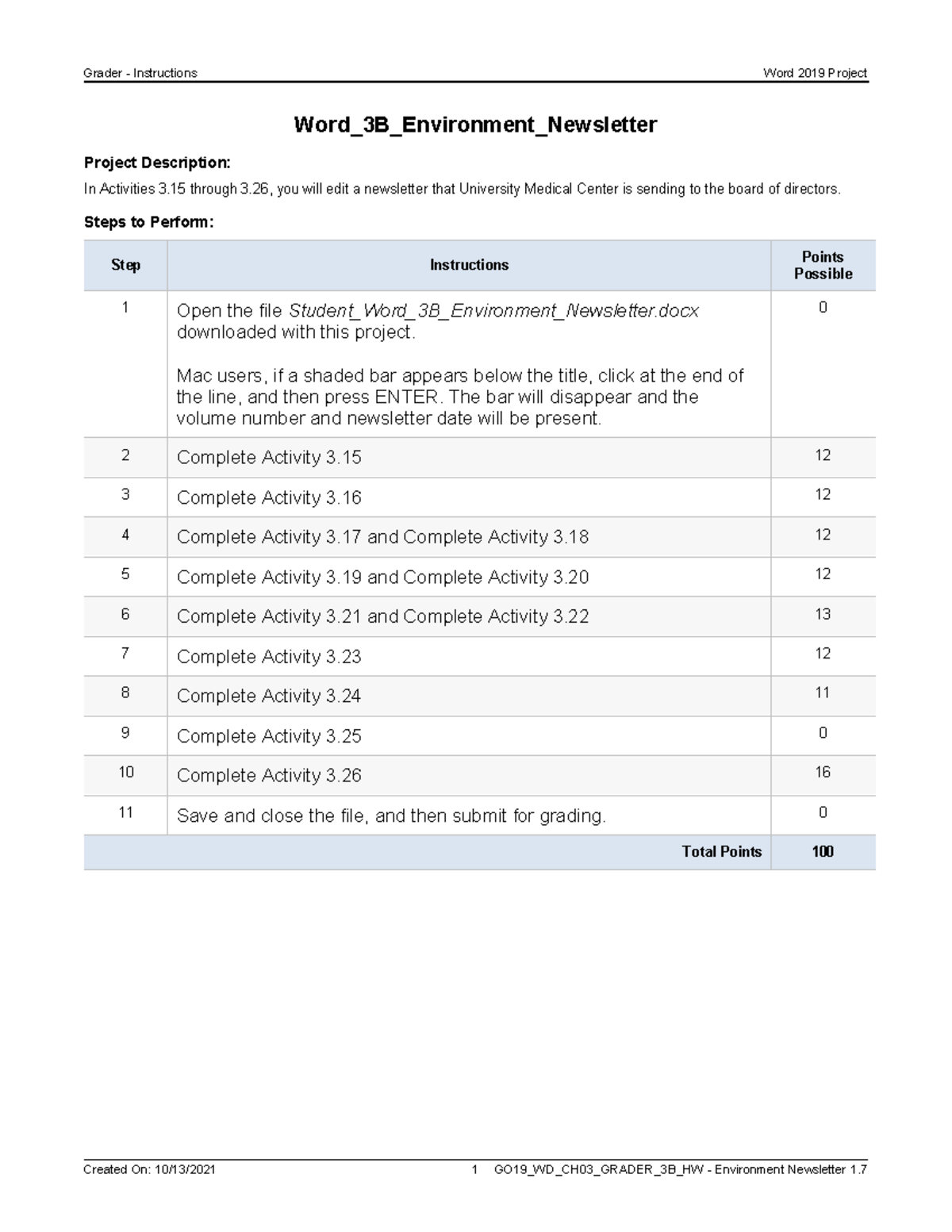Word 3B Environment Newsletter Instructions - Grader - Instructions ...