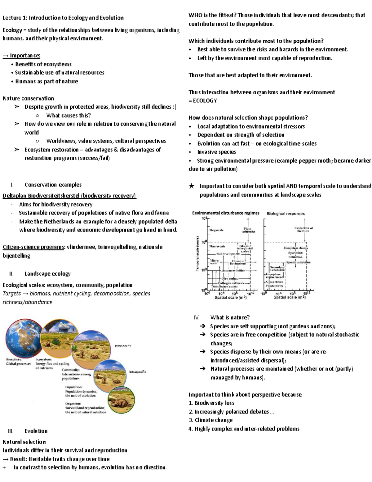Lecture 1: Introduction to Ecology and Evolution (Course Code: ECOL101 ...