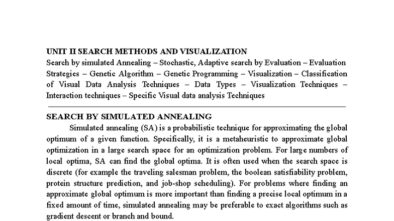 UNIT II: Search Methods & Visualization Techniques - Studocu