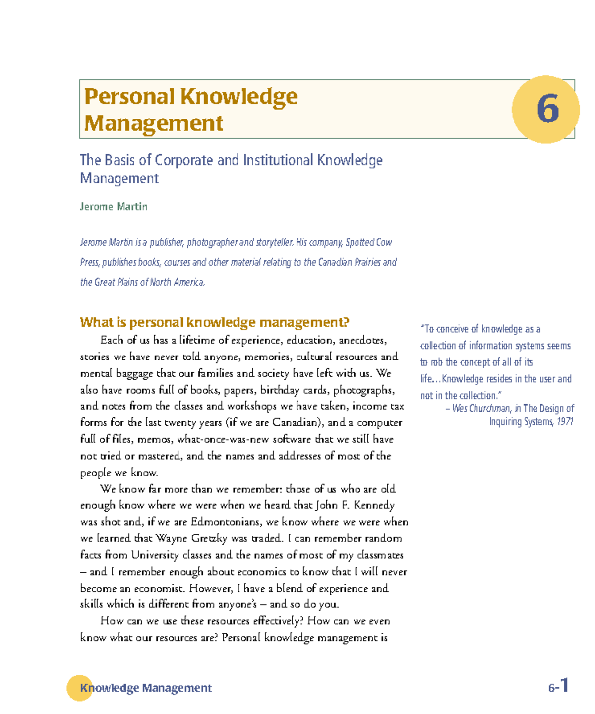 Personal Knowledge Management: Insights for Corporate Knowledge (PKM 6 ...