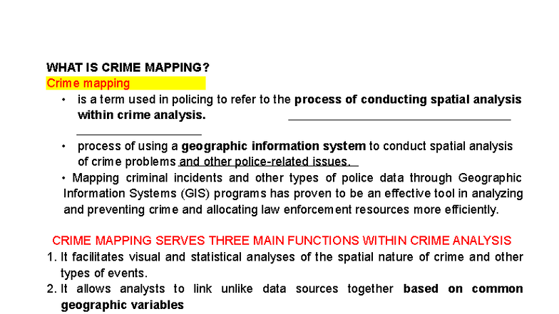 Crime Mapping Summary Notes: Understanding Spatial Analysis in Policing ...