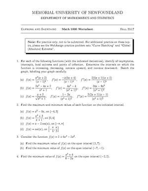 MATH1000 Tutorials Worksheets and Quizzes -3 - MEMORIAL UNIVERSITY OF ...
