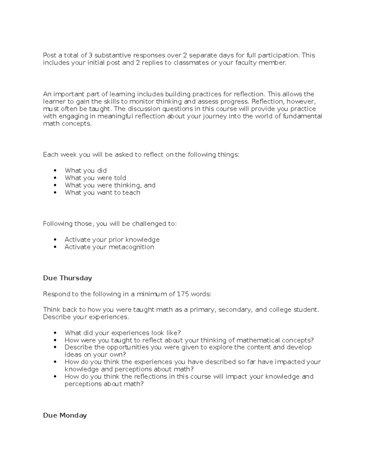 Week 1 Reflective Assessment for MATH:214 Course Discussion - Studocu
