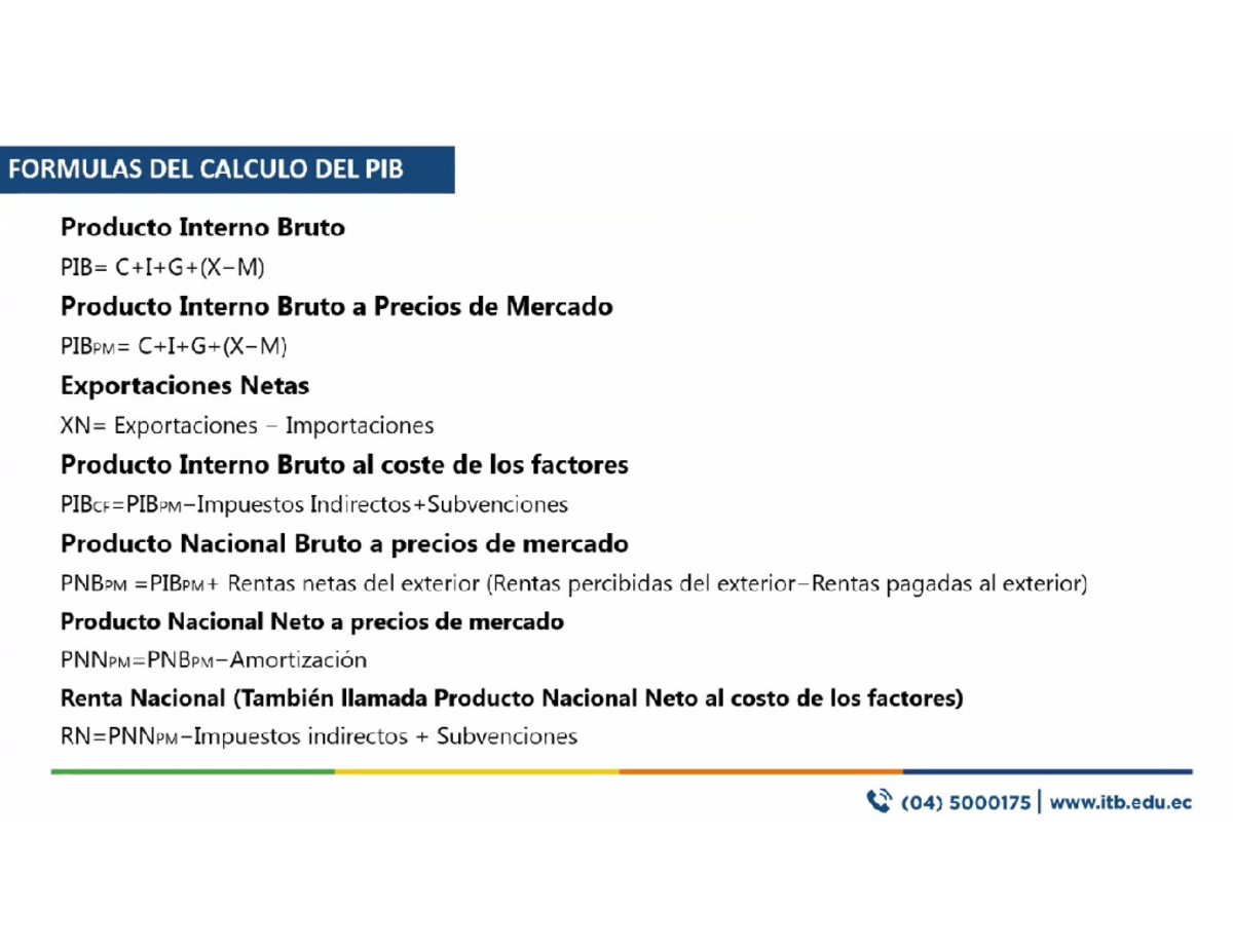 Formulas Clave en Macroeconomía: Cálculo del PIB y PNB - Studocu