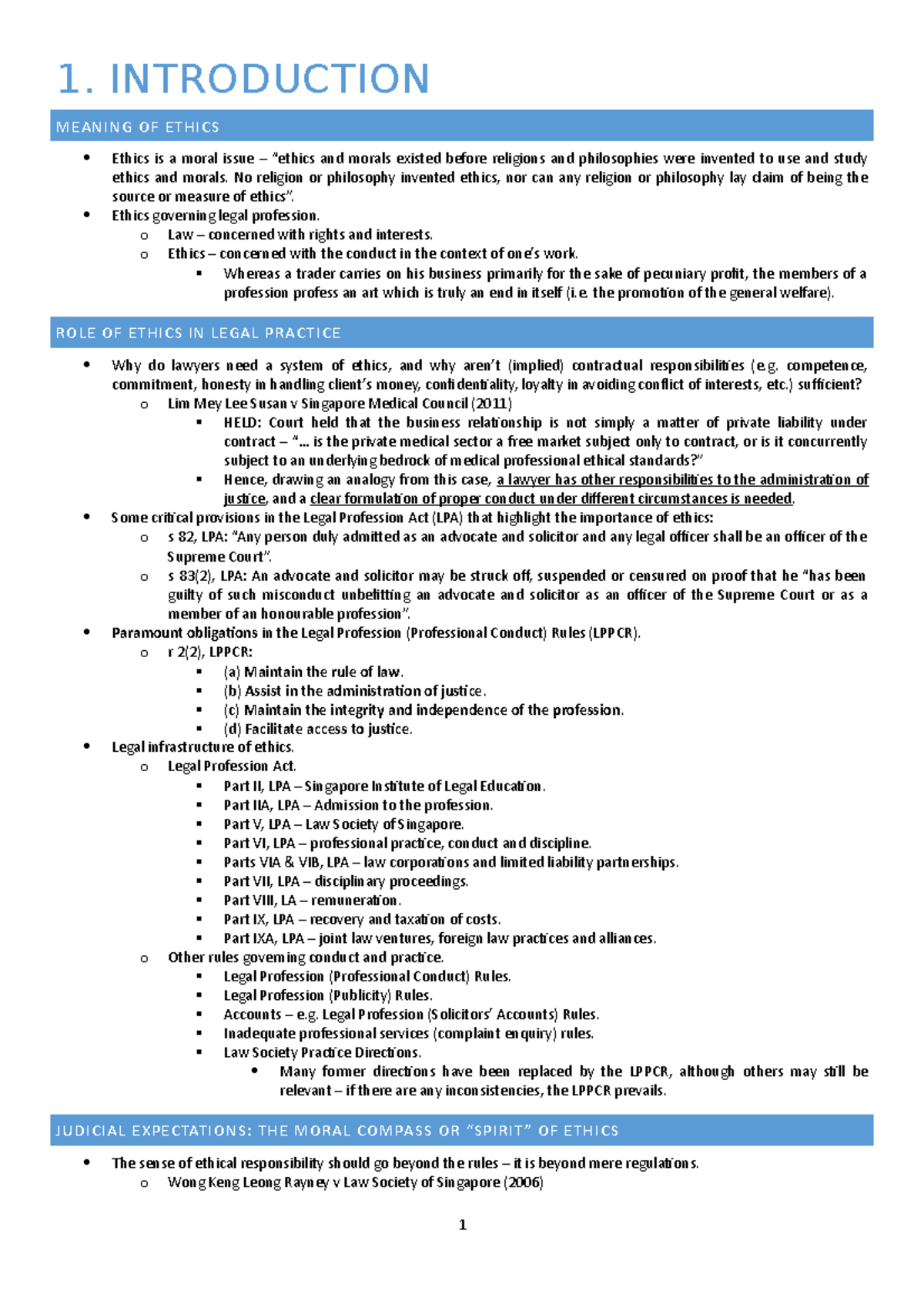 EPR Summary: Ethics in Legal Practice - Exam Prep Notes - Studocu