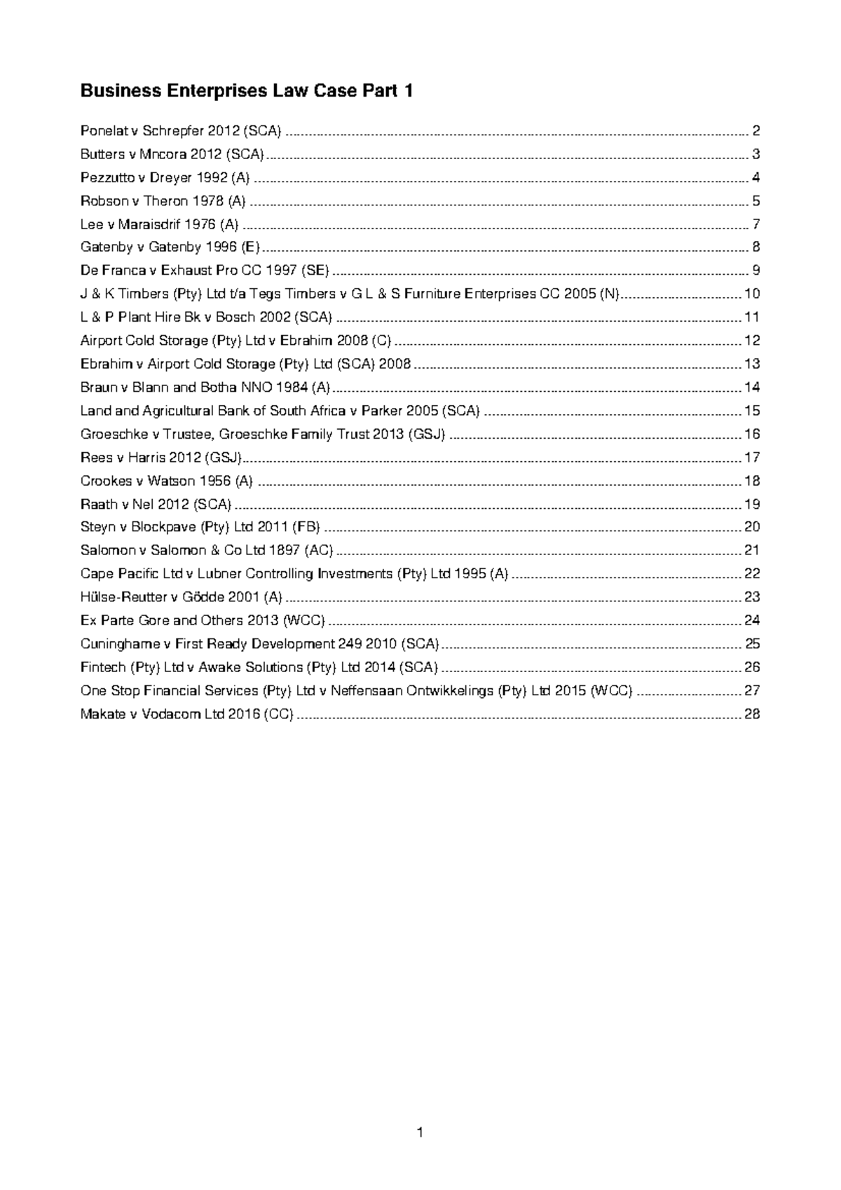 BEL Case Study Notes Part 1: Key Judgments and Legal Principles - Studocu