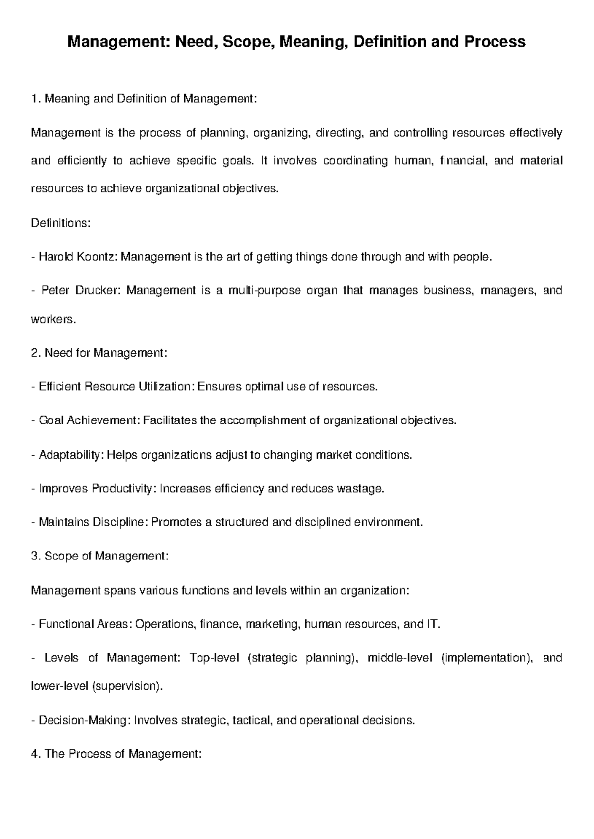 Management Notes - dthjteghFhefhzdfhdfhy - Management: Need, Scope ...