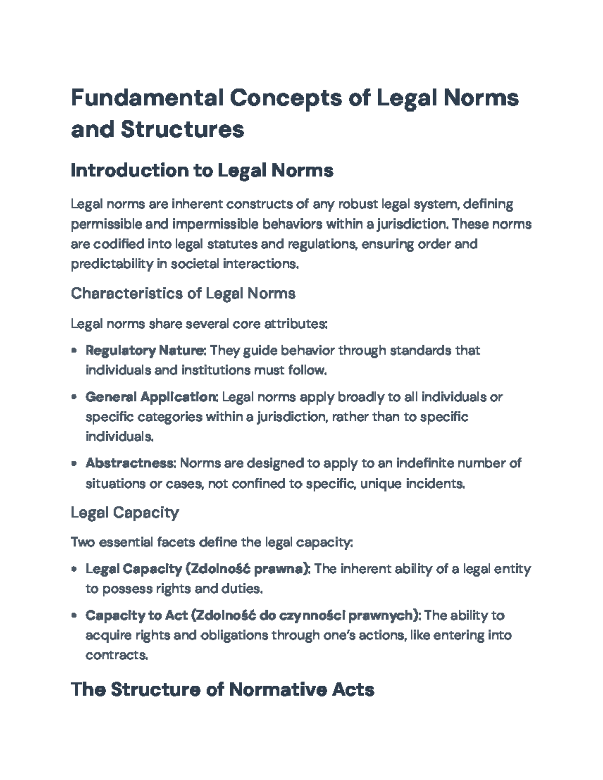 Fundamental Concepts of Legal Norms and Structures Overview ...