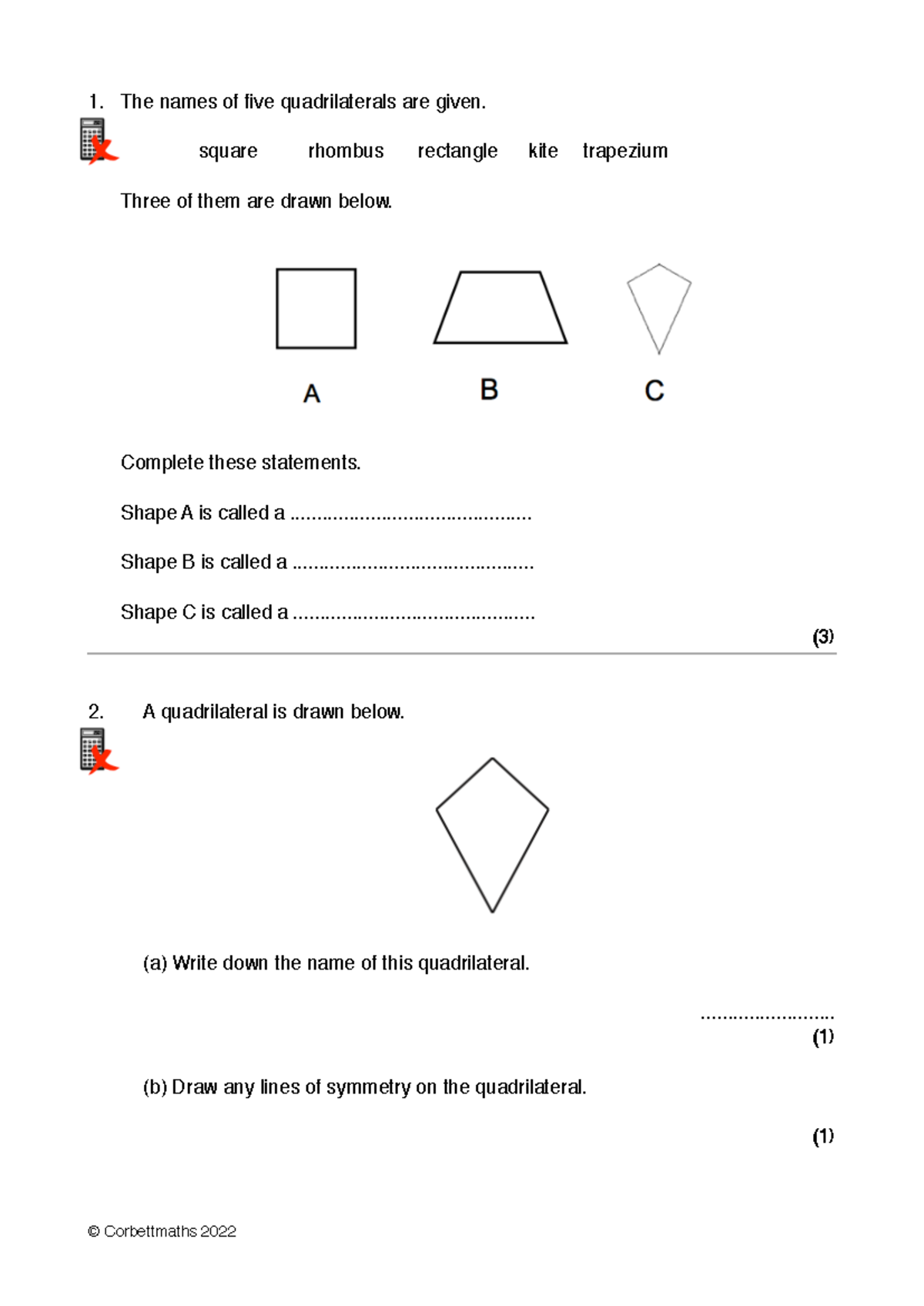 Quadrilaterals Study Guide - Math 101: Shapes & Properties - Studocu