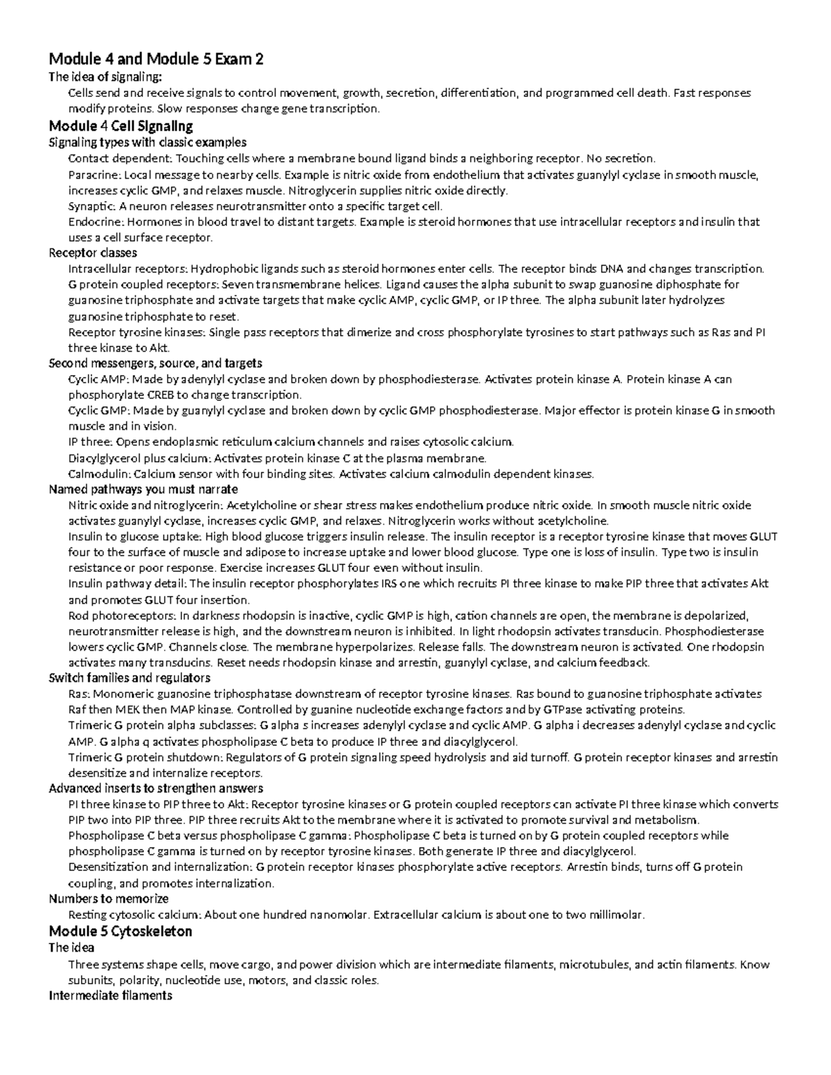 Module 4 & 5 Exam 2: Insights on Cell Signaling & Cytoskeleton - Studocu