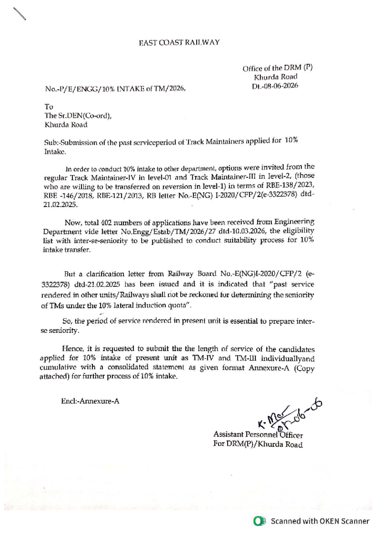 Submission of Past Service Period for TM Intake - 10% Transfer - Studocu