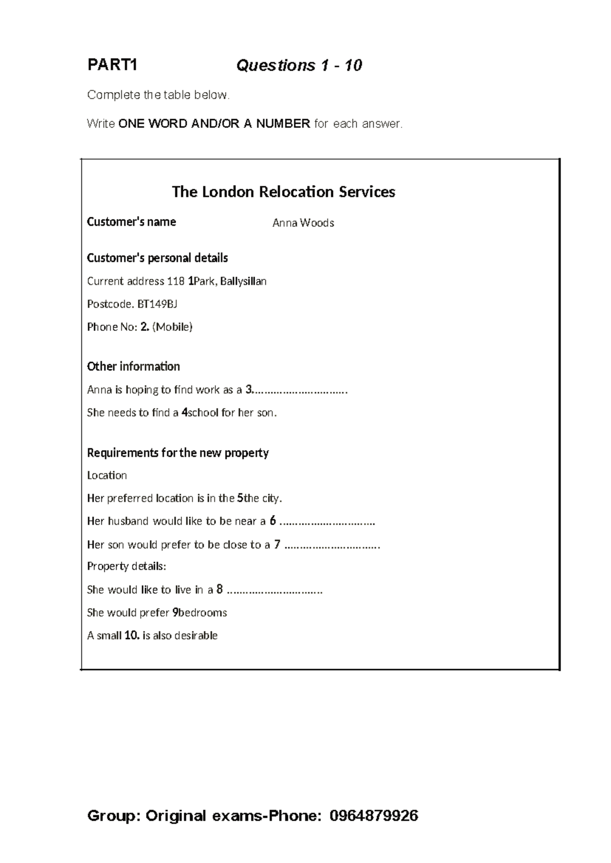 IELTS Listening Test - Part 1 & 2 Questions and Answers - Studocu