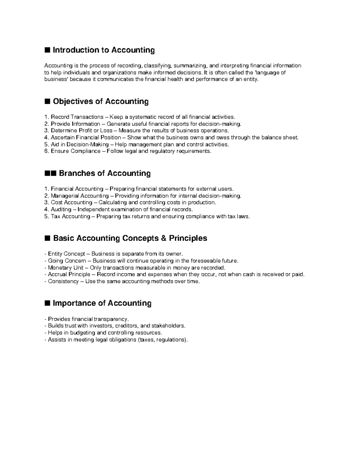 ACC101: Introduction to Accounting - Key Concepts and Objectives - Studocu