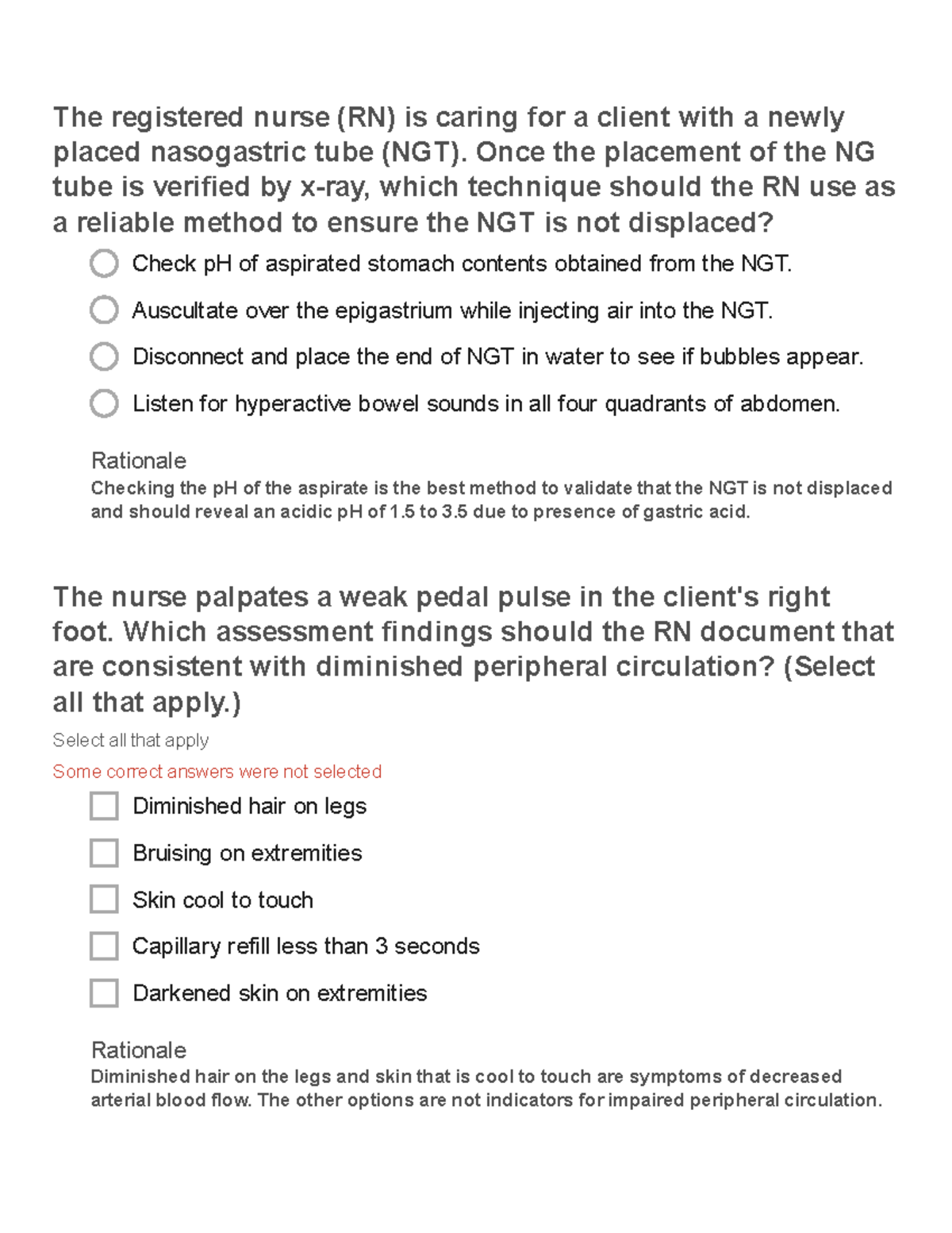 246 Hesipractice - The registered nurse (RN) is caring for a client with a newly placed ...