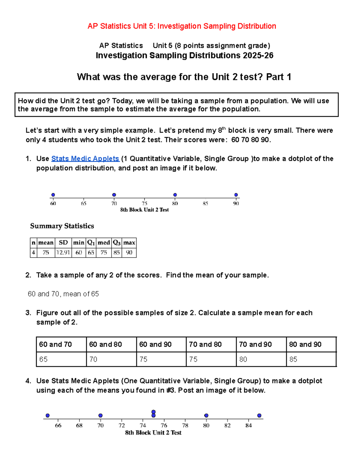 AP Statistics Unit 5: Investigation of Sampling Distributions - Studocu